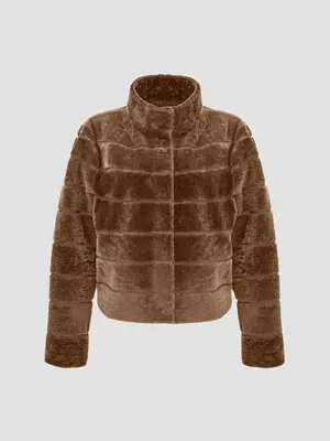 Gorski Reversible Textured Shearling Lamb Jacket - Camel