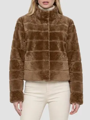 Gorski Reversible Textured Shearling Lamb Jacket - Camel