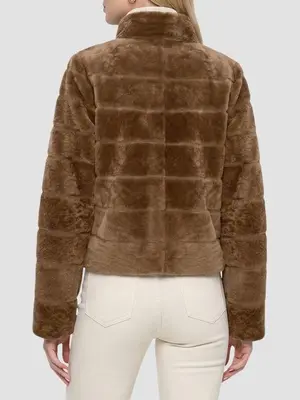Gorski Reversible Textured Shearling Lamb Jacket - Camel