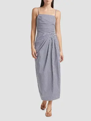 Adam Lippes Cari Stripe Poplin Midi-dress