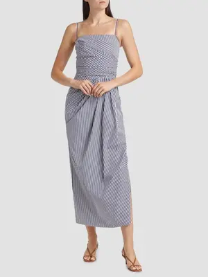 Adam Lippes Cari Stripe Poplin Midi-dress