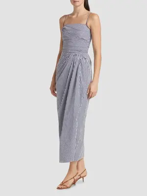 Adam Lippes Cari Stripe Poplin Midi-dress