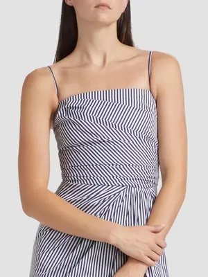 Adam Lippes Cari Stripe Poplin Midi-dress