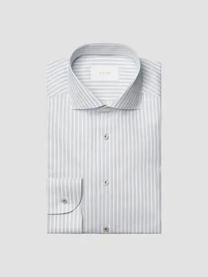Eton Contemporary-fit Stripe Cotton-linen Shirt - Brown