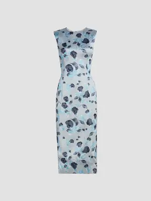 Prabal Gurung Floral Jacquard Sheath Cocktail Dress - Ice Blue Multi