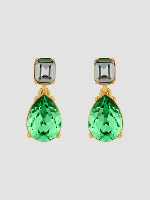 Oscar De La Renta 24k-gold-plated & Glass Crystal Drop Earrings - Peridot