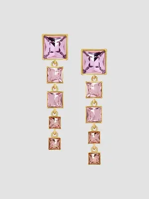 Oscar De La Renta 24k-gold-plated & Glass Crystal Drop Earrings - Violet