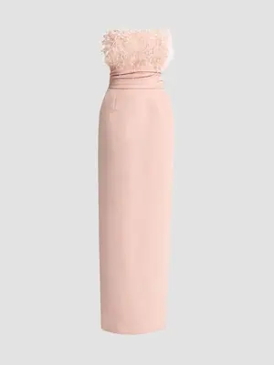 Oscar De La Renta Point D'esprit Strapless Column Gown - Blush