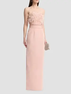 Oscar De La Renta Point D'esprit Strapless Column Gown