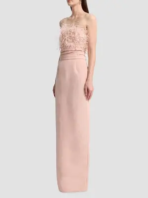 Oscar De La Renta Point D'esprit Strapless Column Gown