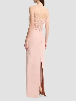 Oscar De La Renta Point D'esprit Strapless Column Gown
