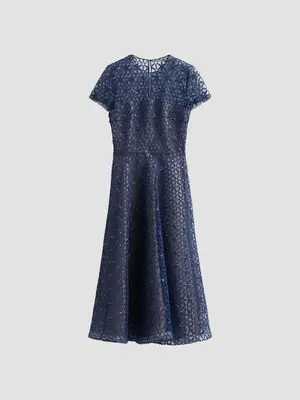 Naeem Khan Floral Corded A-line Cocktail Dress