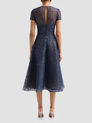 Naeem Khan Floral Corded A-line Cocktail Dress