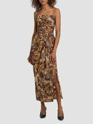 Adam Lippes Cari Printed Stretch-cotton Poplin Midi-dress