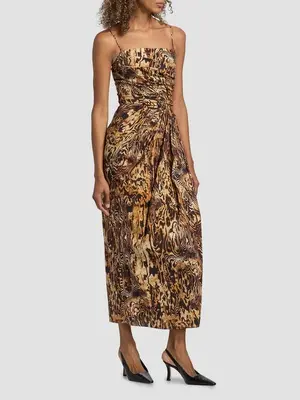 Adam Lippes Cari Printed Stretch-cotton Poplin Midi-dress