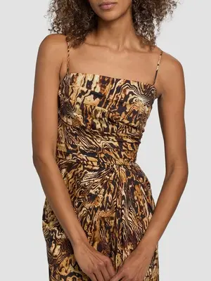 Adam Lippes Cari Printed Stretch-cotton Poplin Midi-dress