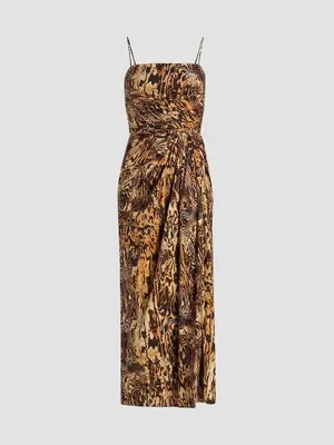 Adam Lippes Cari Printed Stretch-cotton Poplin Midi-dress - Copper Multi