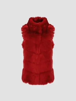 Gorski Reversible Merinillo Shearling Lamb Vest - Red