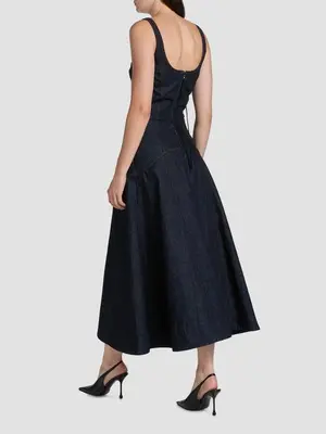 Adam Lippes Veda Scoopneck Denim Midi-dress