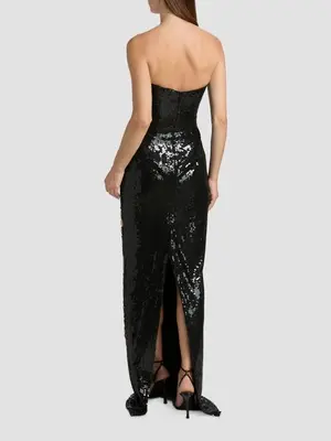 Prabal Gurung Shalom Floral Sequined Strapless Gown