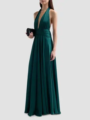 Ramy Brook Jasmine Backless Plunging Halter Gown