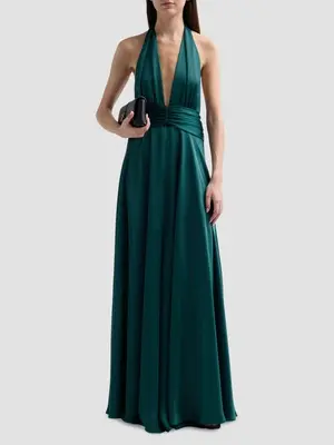 Ramy Brook Jasmine Backless Plunging Halter Gown