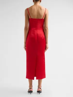 Prabal Gurung Satin Darted Square Neck Midi Dress