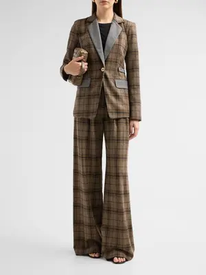 Ramy Brook Bianca Combo Plaid Blazer