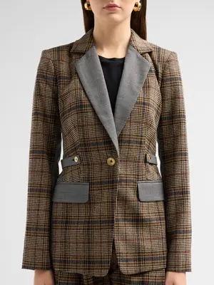 Ramy Brook Bianca Combo Plaid Blazer