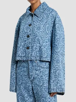 Dries Van Noten Vondero Floral Denim Jacket - Blue