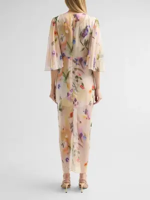 Prabal Gurung Flutter-sleeve Twist-front Maxi Dress