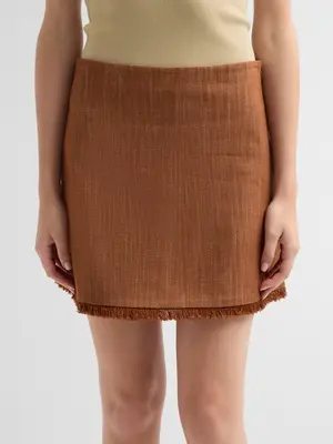 Prabal Gurung Denim Fringe Miniskirt
