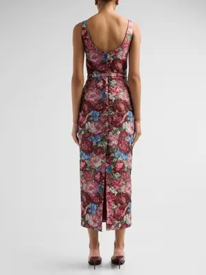 Adam Lippes Sarita Floral-jacquard Column Midi Dress