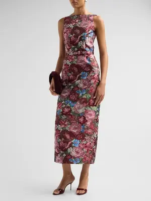 Adam Lippes Sarita Floral-jacquard Column Midi Dress