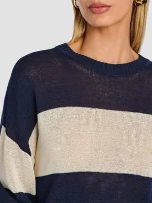 SEROYA Cassian Striped Linen-cotton Blend Sweater