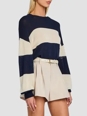 SEROYA Cassian Striped Linen-cotton Blend Sweater