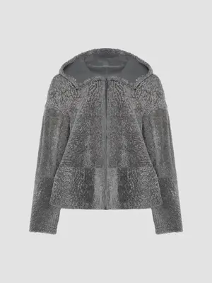 Gorski Reversible New Zealand Shearling Lamb Zip Parka - Gray