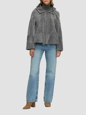 Gorski Reversible New Zealand Shearling Lamb Zip Parka - Gray