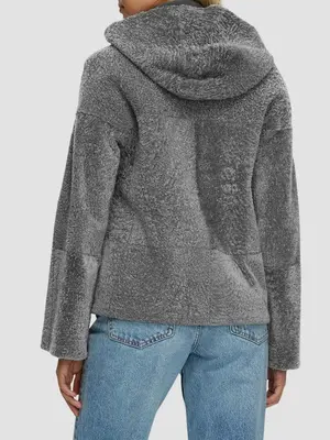 Gorski Reversible New Zealand Shearling Lamb Zip Parka - Gray