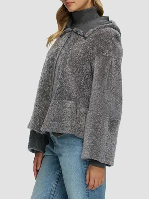 Gorski Reversible New Zealand Shearling Lamb Zip Parka - Gray