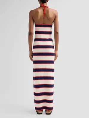SEROYA Arrabella Striped Halter Maxi Dress