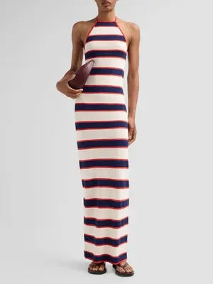 SEROYA Arrabella Striped Halter Maxi Dress