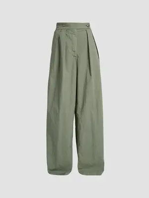 Dries Van Noten Pamplona Stretch Cotton Pleated Pants - Sage