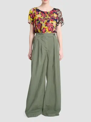 Dries Van Noten Pamplona Stretch Cotton Pleated Pants - Sage