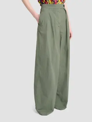 Dries Van Noten Pamplona Stretch Cotton Pleated Pants - Sage