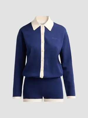 SEROYA Silas Knit Romper - Navy Eggshell