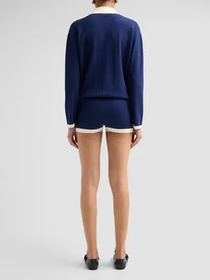 SEROYA Silas Knit Romper - Navy Eggshell