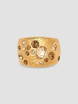 Oscar De La Renta Scramble 24k-gold-plated & Glass Crystal Ring - Topaz
