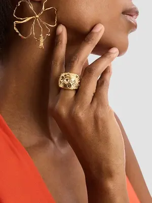 Oscar De La Renta Scramble 24k-gold-plated & Glass Crystal Ring