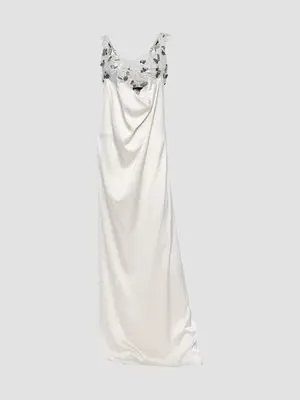 AKOK Anamika Khanna Embellished Embroidered Silk Maxi Dress